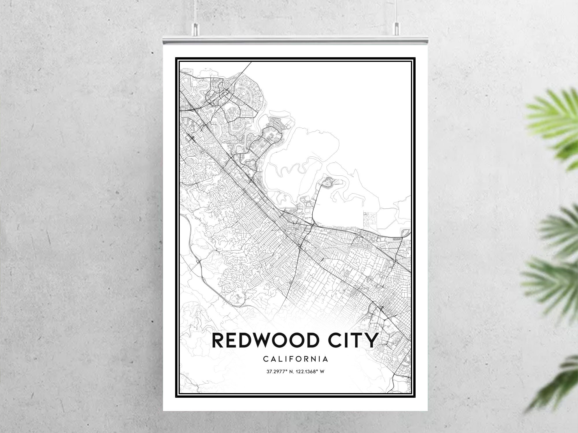 Redwood City Map Print Redwood City Map Poster Wall Art Ca City Map