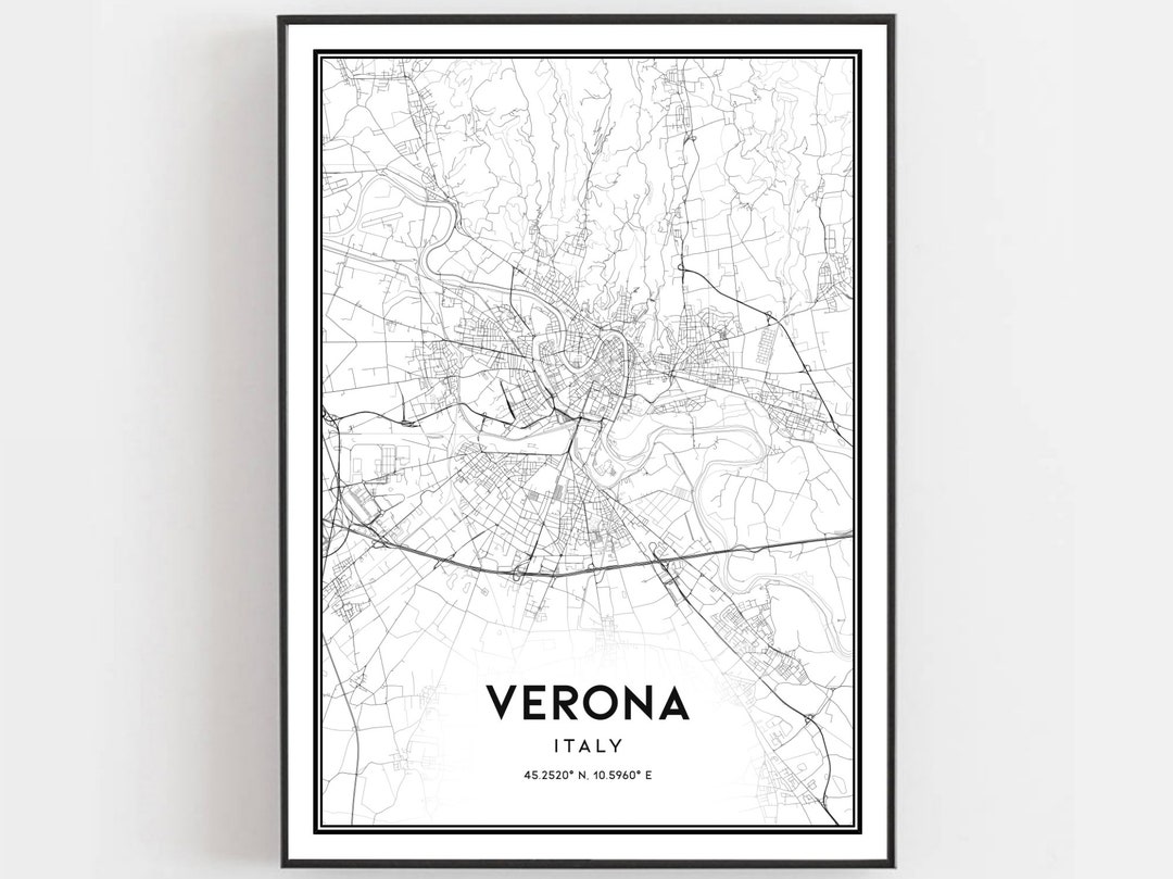 Verona Map Print, Verona Map Poster Wall Art, Verona City Map, Verona ...