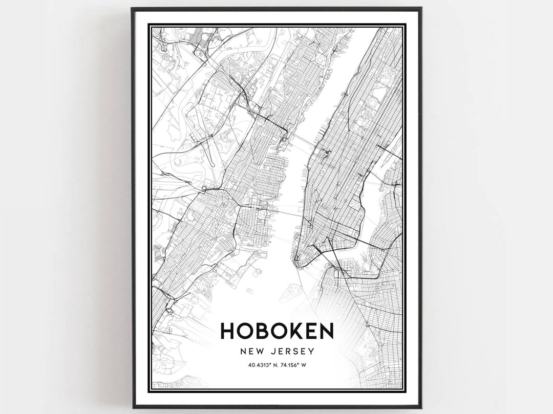 Hoboken Map Print, Hoboken Map Poster Wall Art, Nj City Map, New Jersey ...