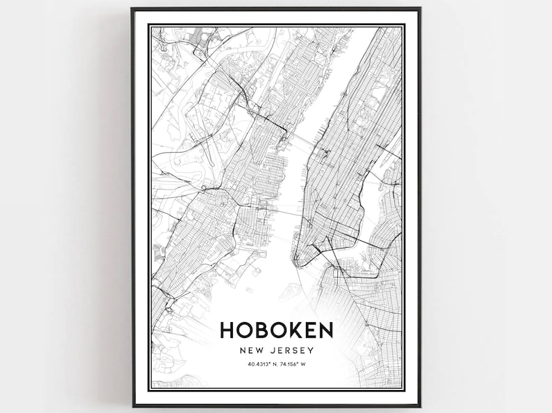 Hoboken Map Print Hoboken Map Poster Wall Art Nj City Map - Etsy