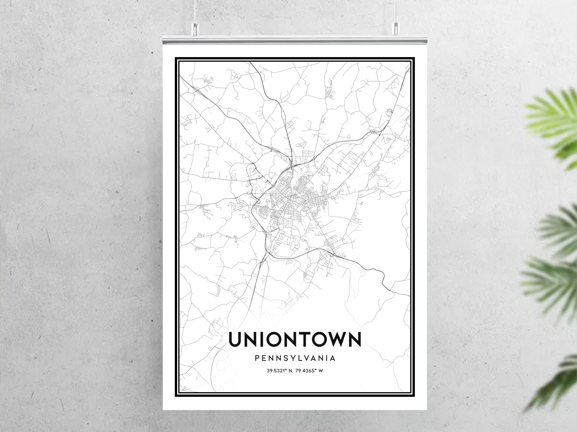 Uniontown Map Print Uniontown Map Poster Wall Art Pa City | Etsy