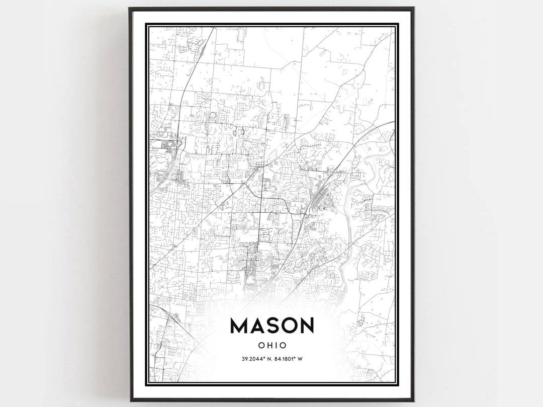 Mason Map Print, Mason Map Poster Wall Art, Oh City Map, Ohio Print ...