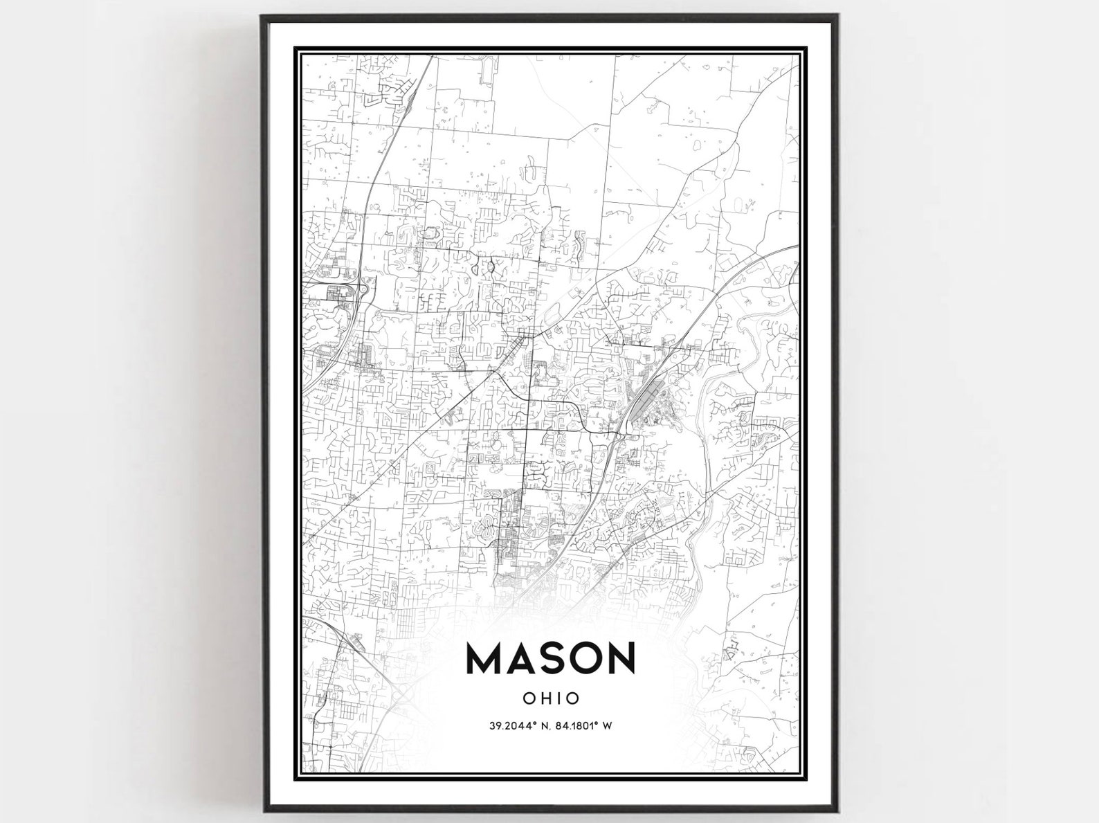 Mason Map Print Mason Map Poster Wall Art Oh City Map Ohio - Etsy