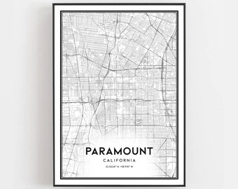 Paramount Map Print, Paramount Map Poster Wall Art, Ca City Map ...