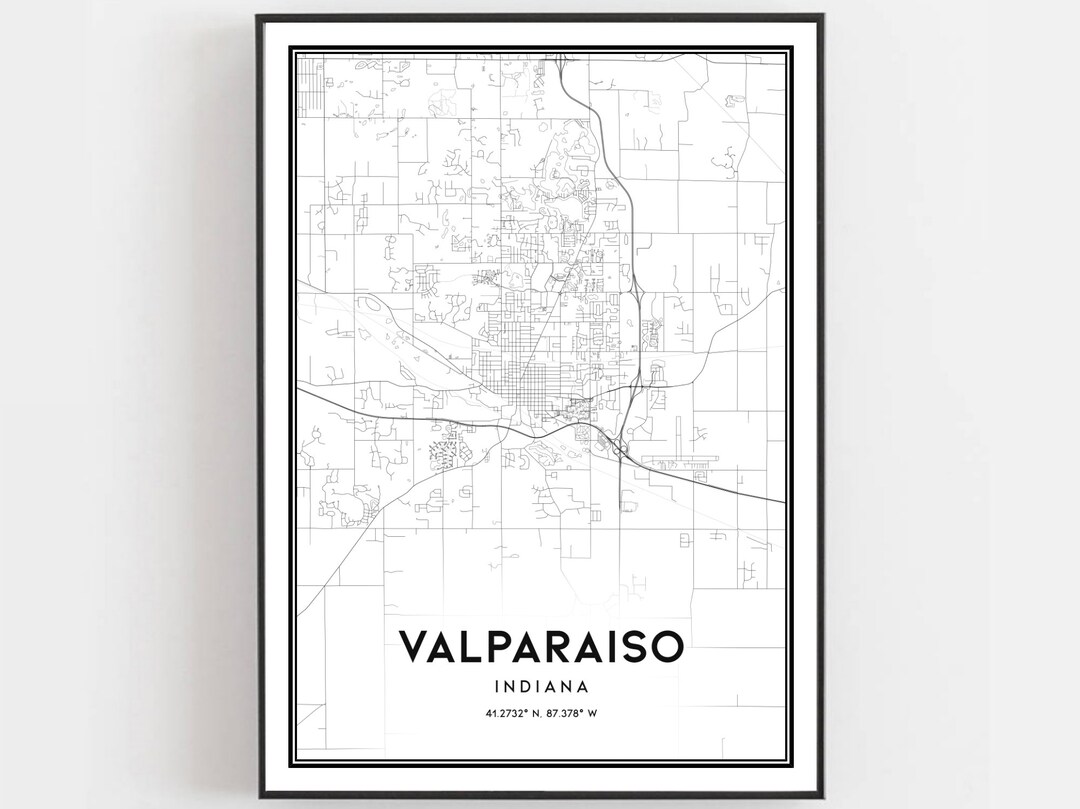 Valparaiso Map Print, Valparaiso Map Poster Wall Art, in City Map ...
