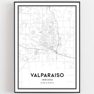Valparaiso Map Print, Valparaiso Map Poster Wall Art, in City Map ...
