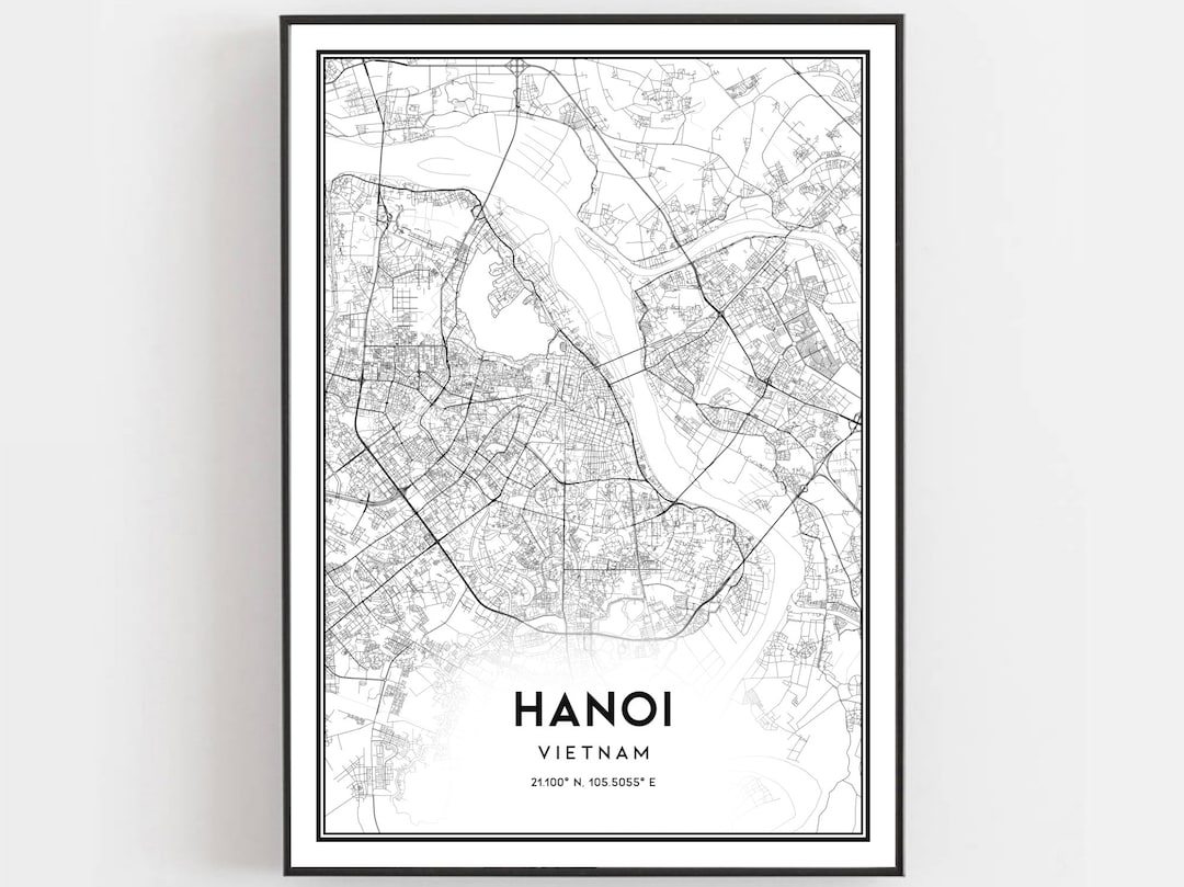 Hanoi Map Print, Hanoi Map Poster Wall Art, Hanoi City Map, Hanoi Print ...