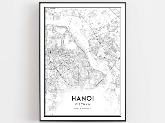 Hanoi Map Print Hanoi Map Poster Wall Art Hanoi City Map | Etsy