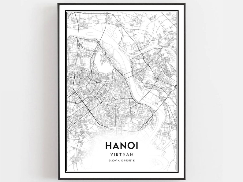 Hanoi Map Print, Hanoi Map Poster Wall Art, Hanoi City Map, Hanoi Print ...