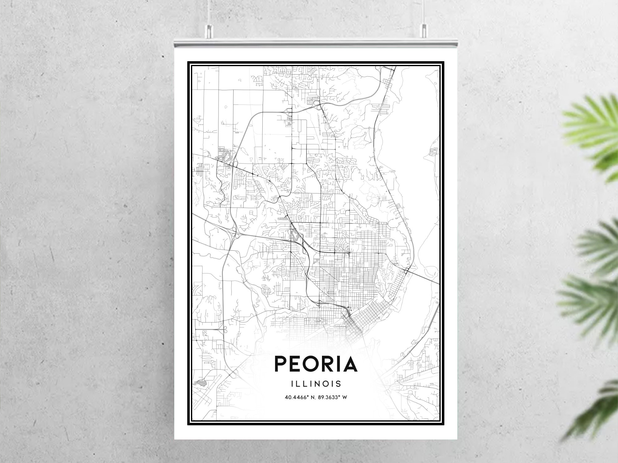 Peoria Map Print Peoria Map Poster Wall Art Il City Map | Etsy