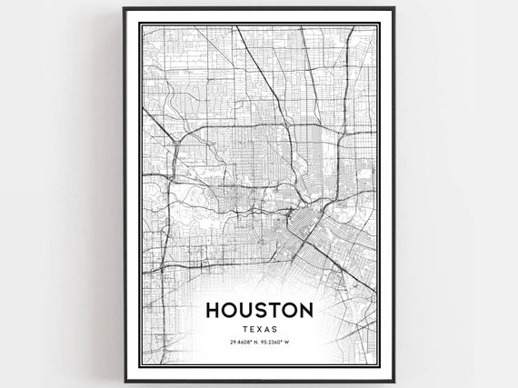 Houston Map Print Houston Map Poster Wall Art Tx City Map | Etsy