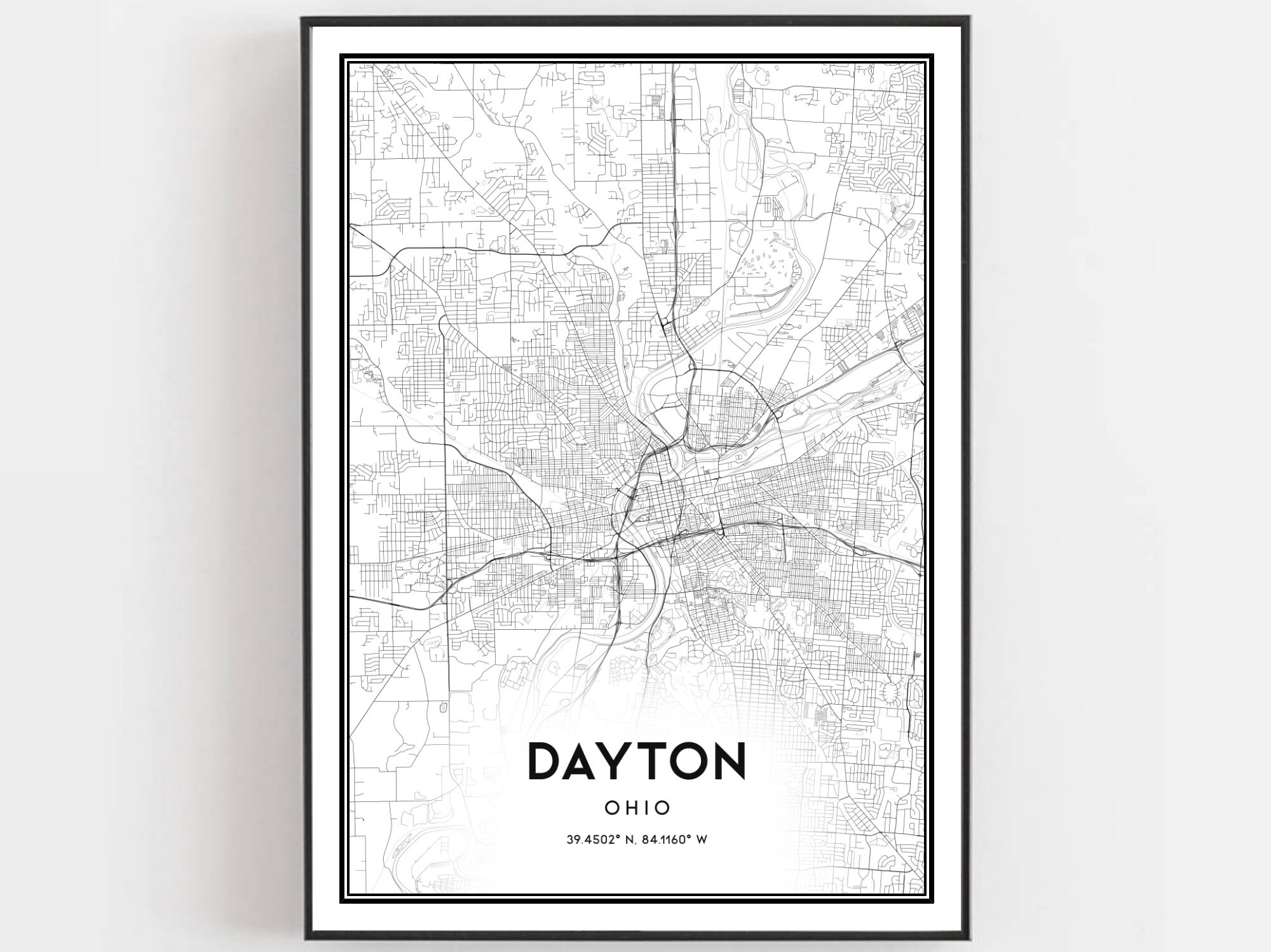 Dayton Map Print Dayton Map Poster Wall Art Oh City Map | Etsy