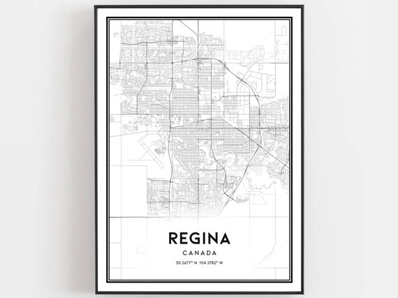 Regina Map Print Regina Map Poster Wall Art Regina City | Etsy