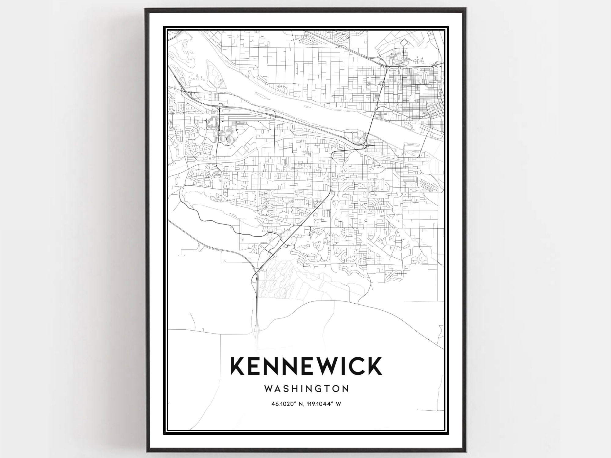 Kennewick Map Print Kennewick Map Poster Wall Art Wa City | Etsy