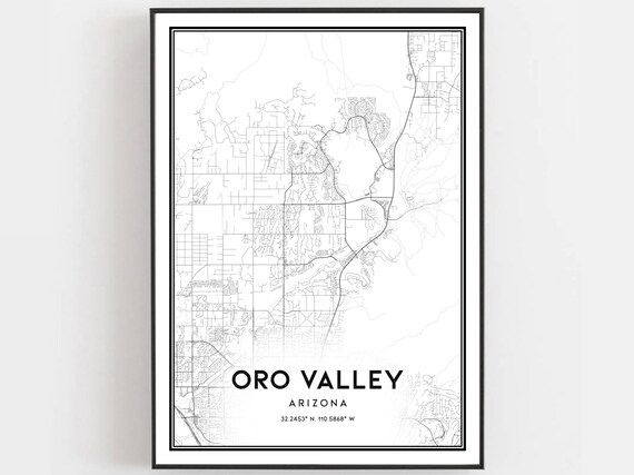 Oro Valley Map Print Oro Valley Map Poster Wall Art Az City - Etsy