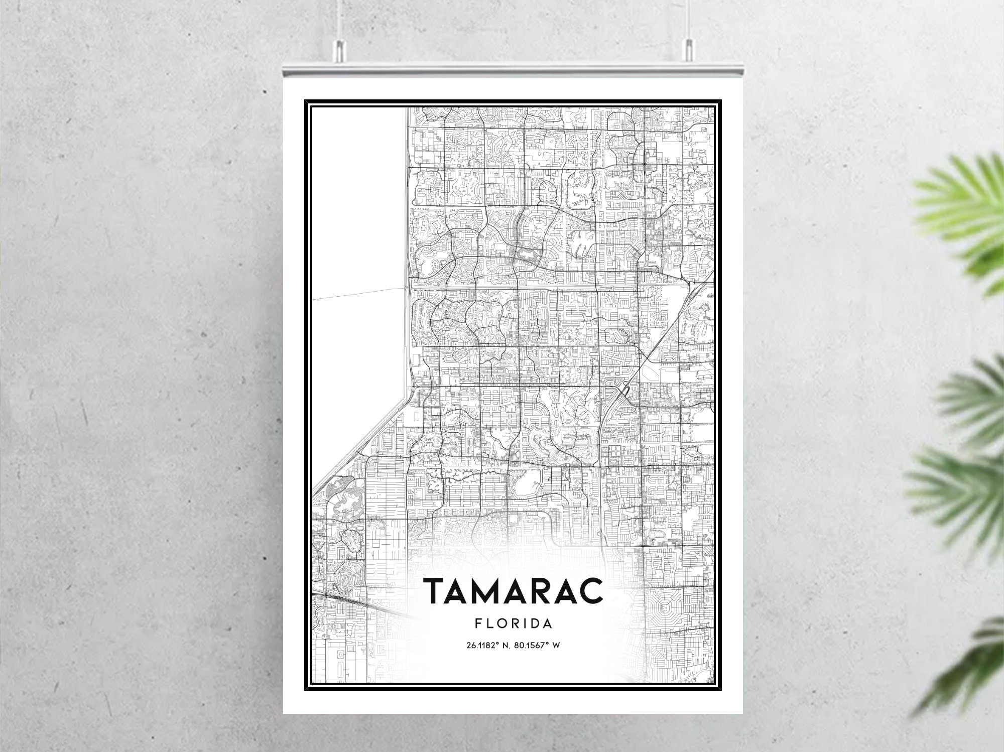 Tamarac Map Print Tamarac Map Poster Wall Art Fl City Map | Etsy