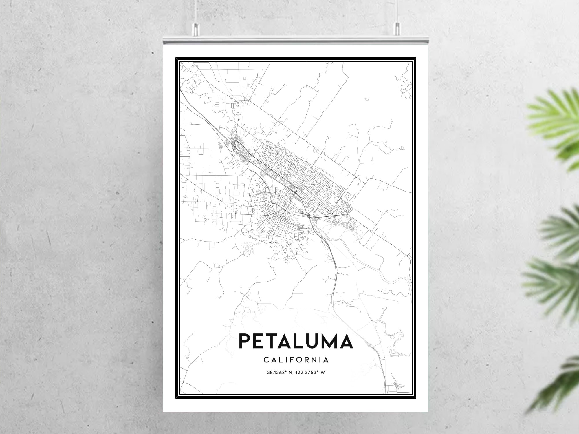 Petaluma Map Print, Petaluma Map Poster Wall Art, Ca City Map ...