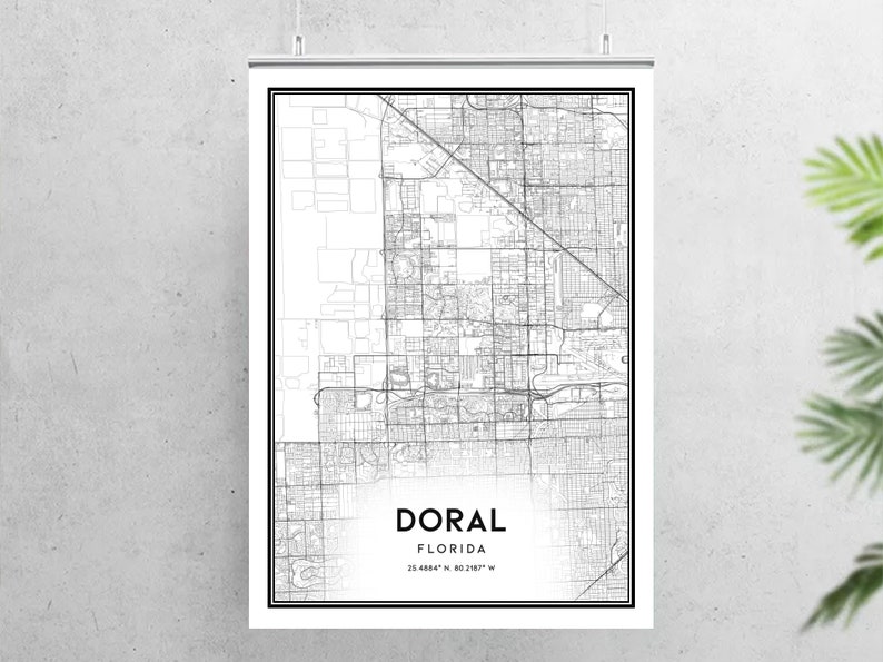 Doral Map Print Doral Map Poster Wall Art Fl City Map - Etsy