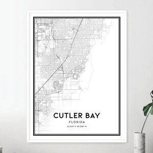 Cutler Bay Map Print, Cutler Bay Map Poster Wall Art, Fl City Map ...