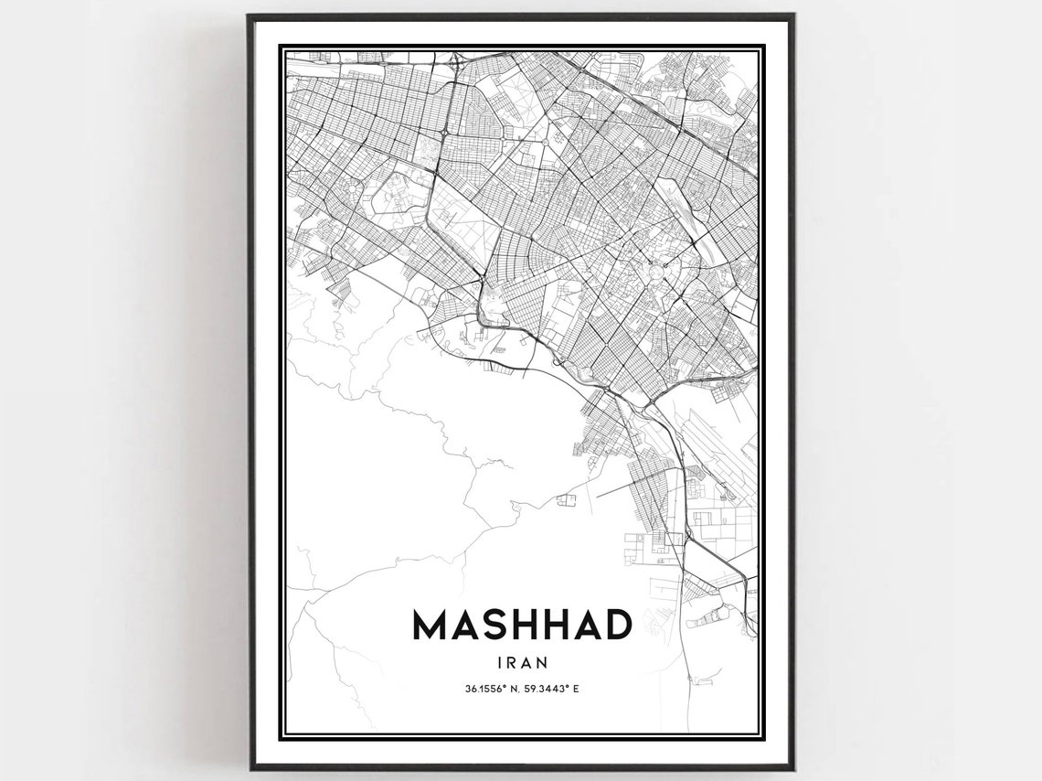Mashhad Map Print Mashhad Map Poster Wall Art Mashhad City | Etsy