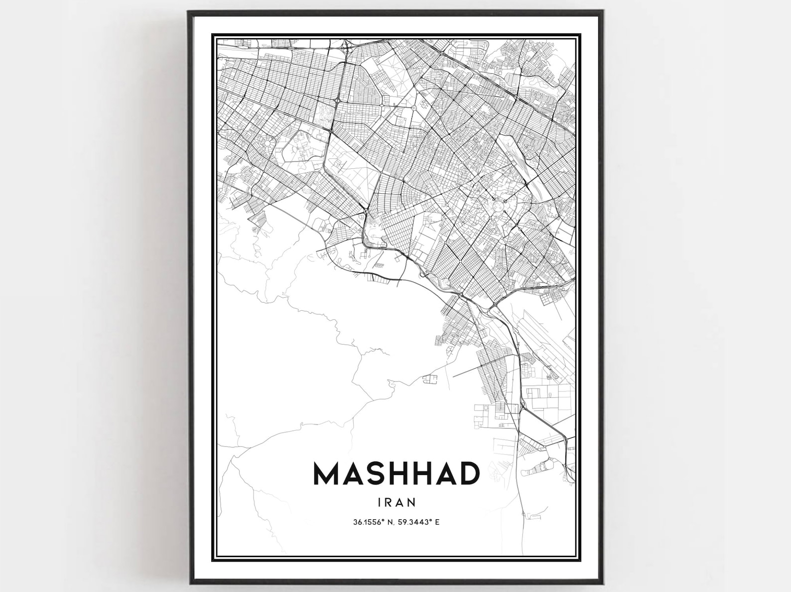 Mashhad Map Print Mashhad Map Poster Wall Art Mashhad City | Etsy