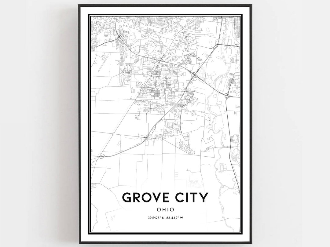 Grove City Map Print, Grove City Map Poster Wall Art, Oh City Map, Ohio ...