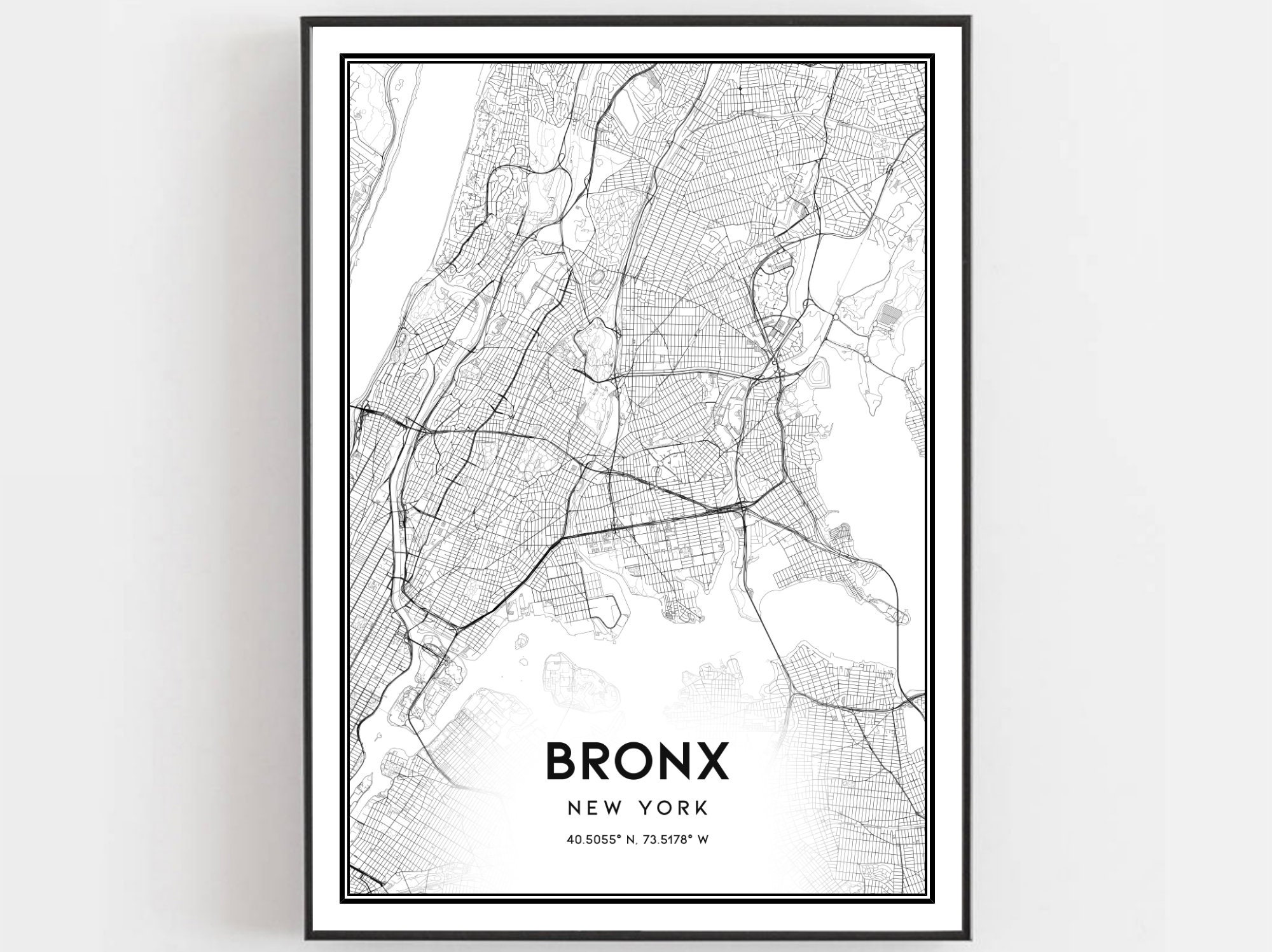 Bronx Map Print Bronx Map Poster Wall Art Ny City Map New - Etsy