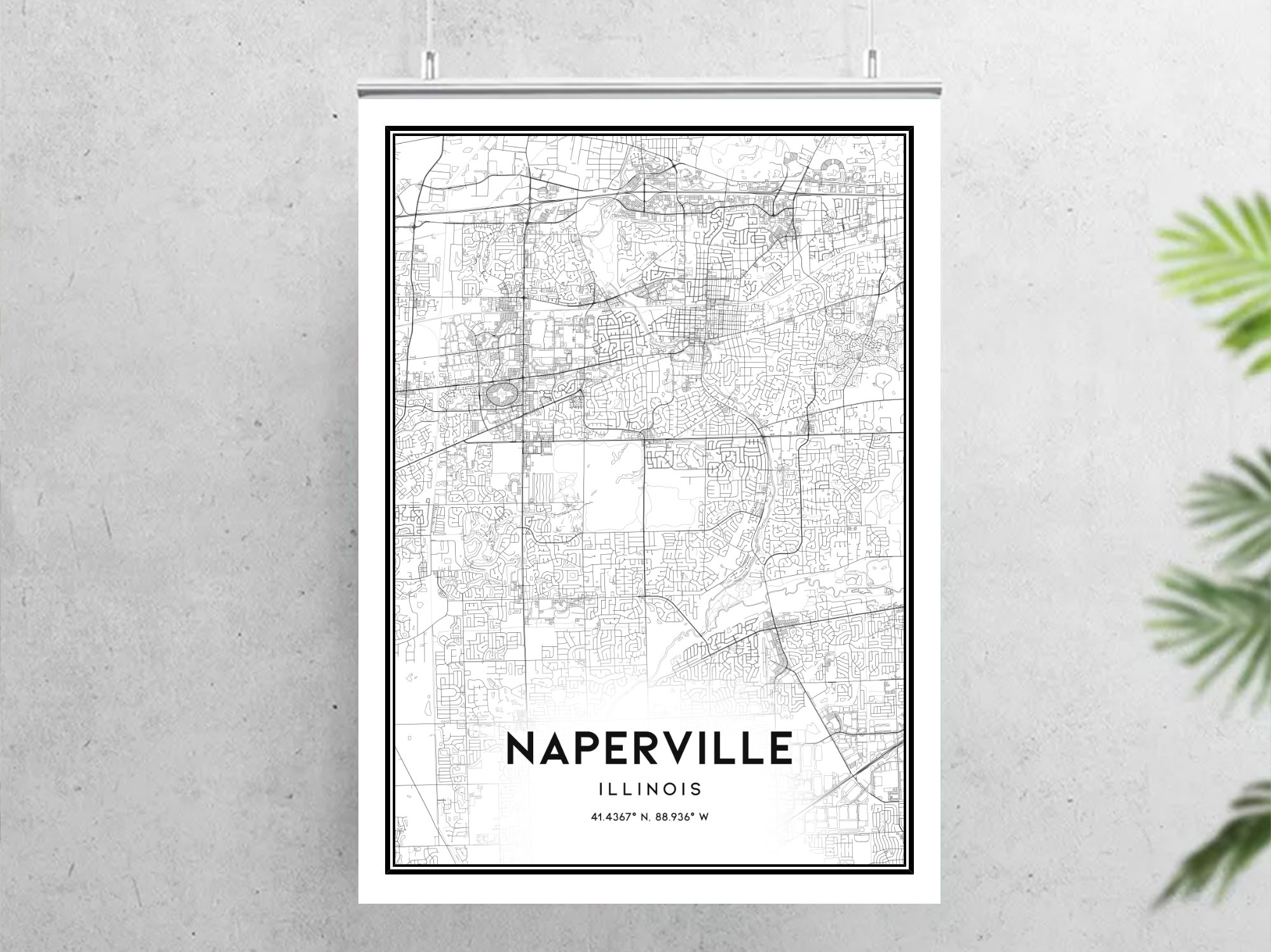Naperville Map Print Naperville Map Poster Wall Art Il City | Etsy