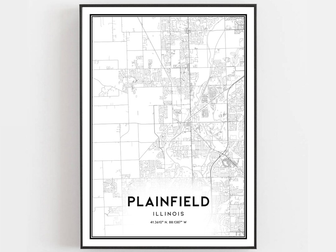 Plainfield Map Print, Plainfield Map Poster Wall Art, Il City Map ...