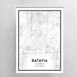 Batavia Map Print, Batavia Map Poster Wall Art, Il City Map, Illinois ...