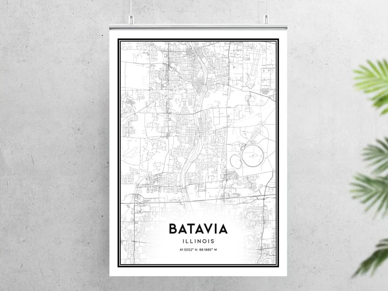 Batavia Map Print Batavia Map Poster Wall Art Il City Map | Etsy