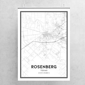 Rosenberg Map Print, Rosenberg Map Poster Wall Art, Tx City Map, Texas ...