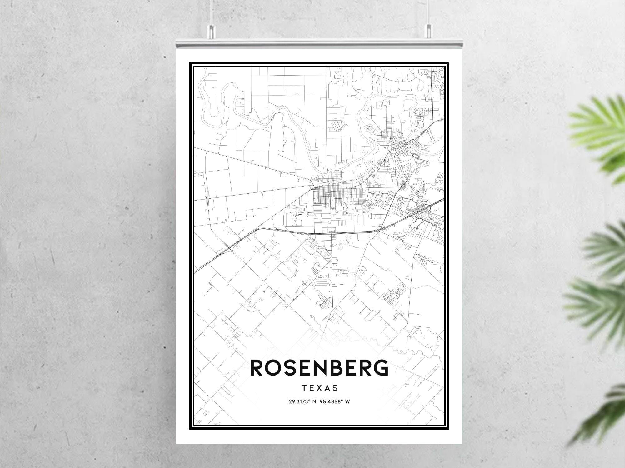 Rosenberg Map Print, Rosenberg Map Poster Wall Art, Tx City Map, Texas ...