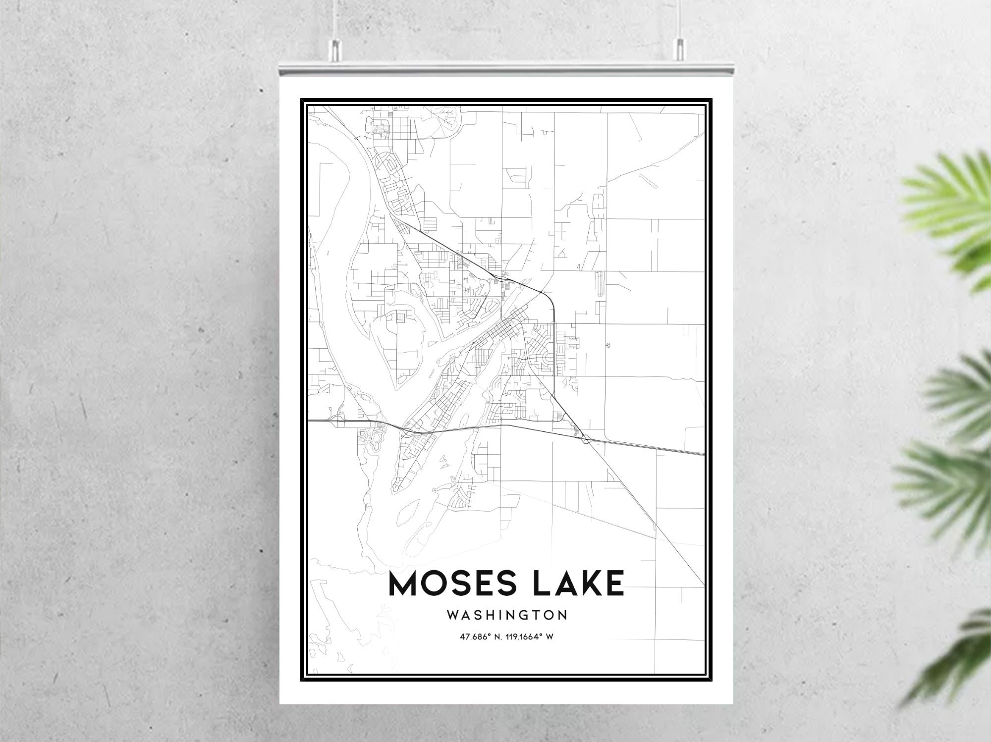 Moses Lake Map Print, Moses Lake Map Poster Wall Art, Wa City Map ...