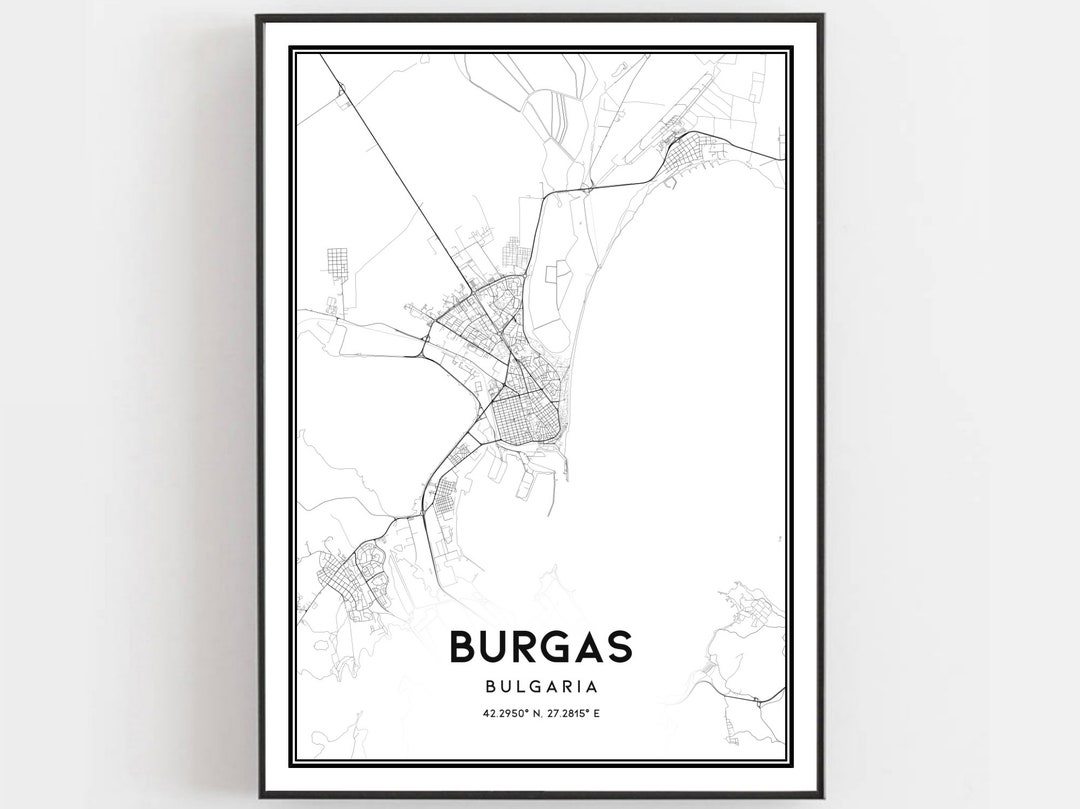 Burgas Map Print, Burgas Map Poster Wall Art, Burgas City Map, Burgas ...