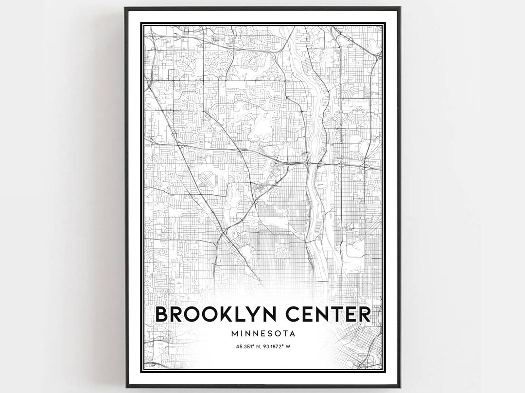 Brooklyn Center Map Print, Brooklyn Center Map Poster Wall Art, Mn City ...