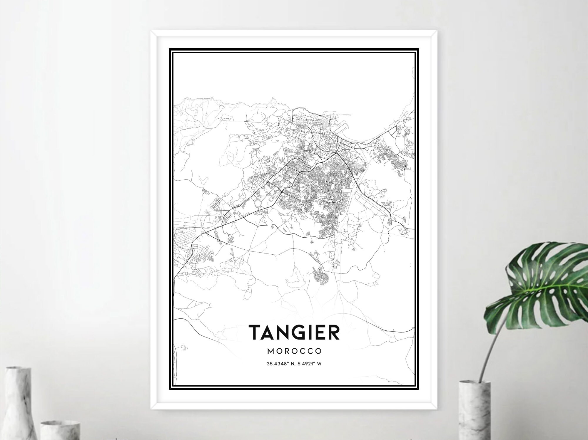 Tangier Map Print Tangier Map Poster Wall Art Tangier City - Etsy