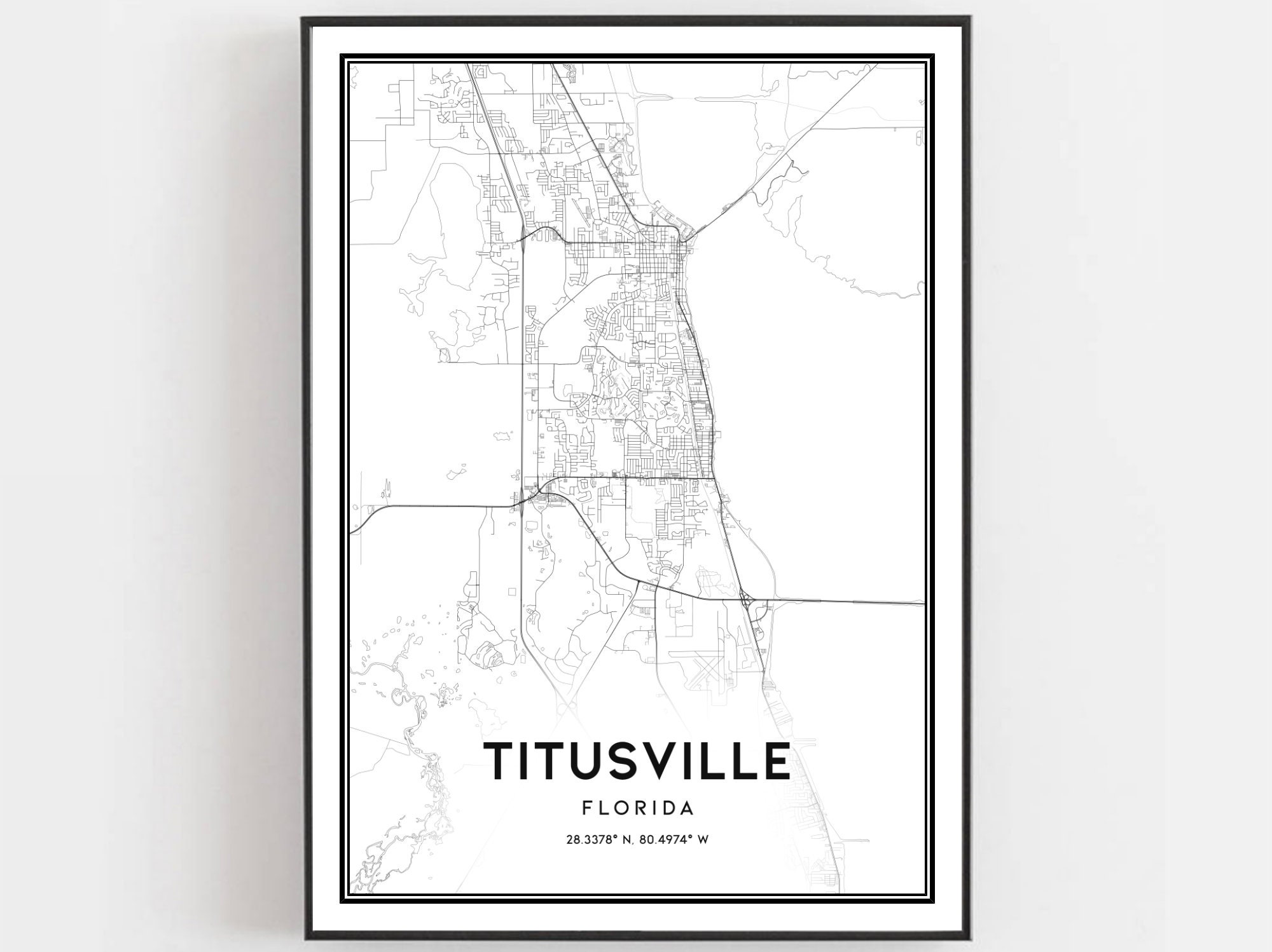 Titusville Map Print Titusville Map Poster Wall Art Fl City | Etsy