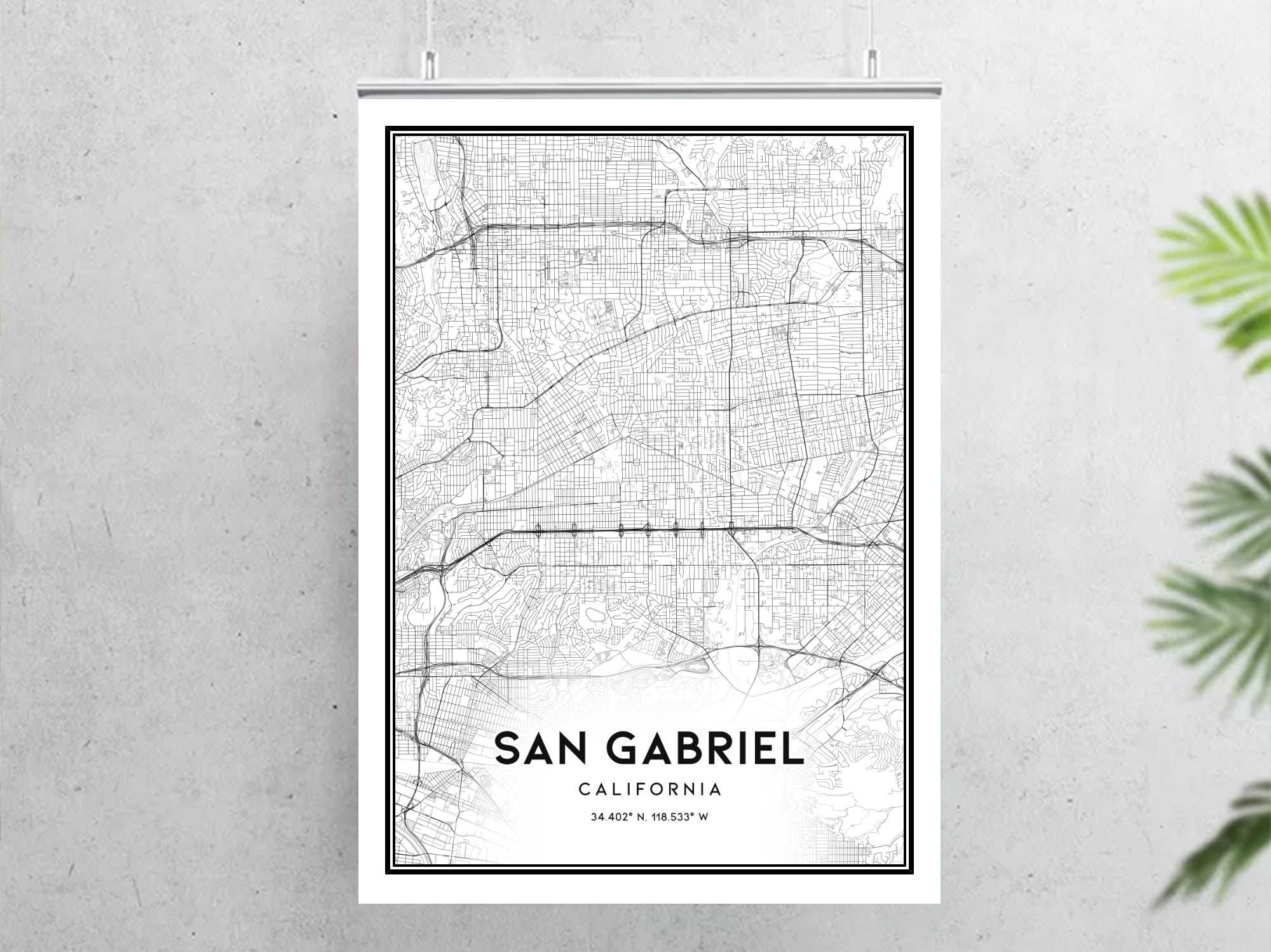 San Gabriel Map Print San Gabriel Map Poster Wall Art Ca | Etsy