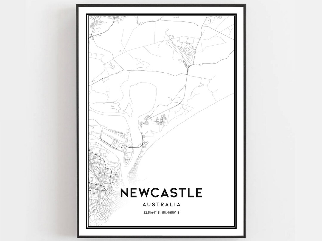 Newcastle Map Print, Newcastle Map Poster Wall Art, Newcastle City Map ...