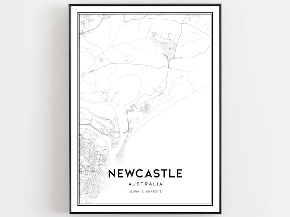 Newcastle Map Print Newcastle Map Poster Wall Art Newcastle | Etsy