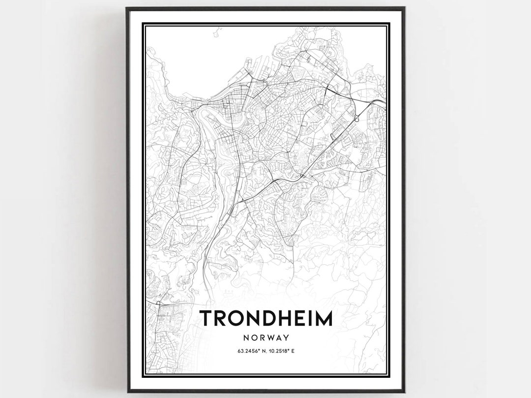 Trondheim Map Print, Trondheim Map Poster Wall Art, Trondheim City Map ...