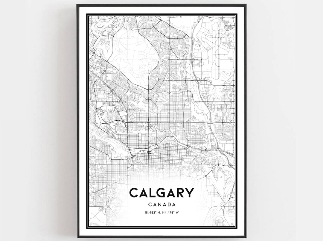 Calgary Map Print, Calgary Map Poster Wall Art, Calgary City Map ...
