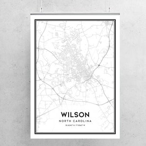 Wilson Map Print, Wilson Map Poster Wall Art, Nc City Map, North ...