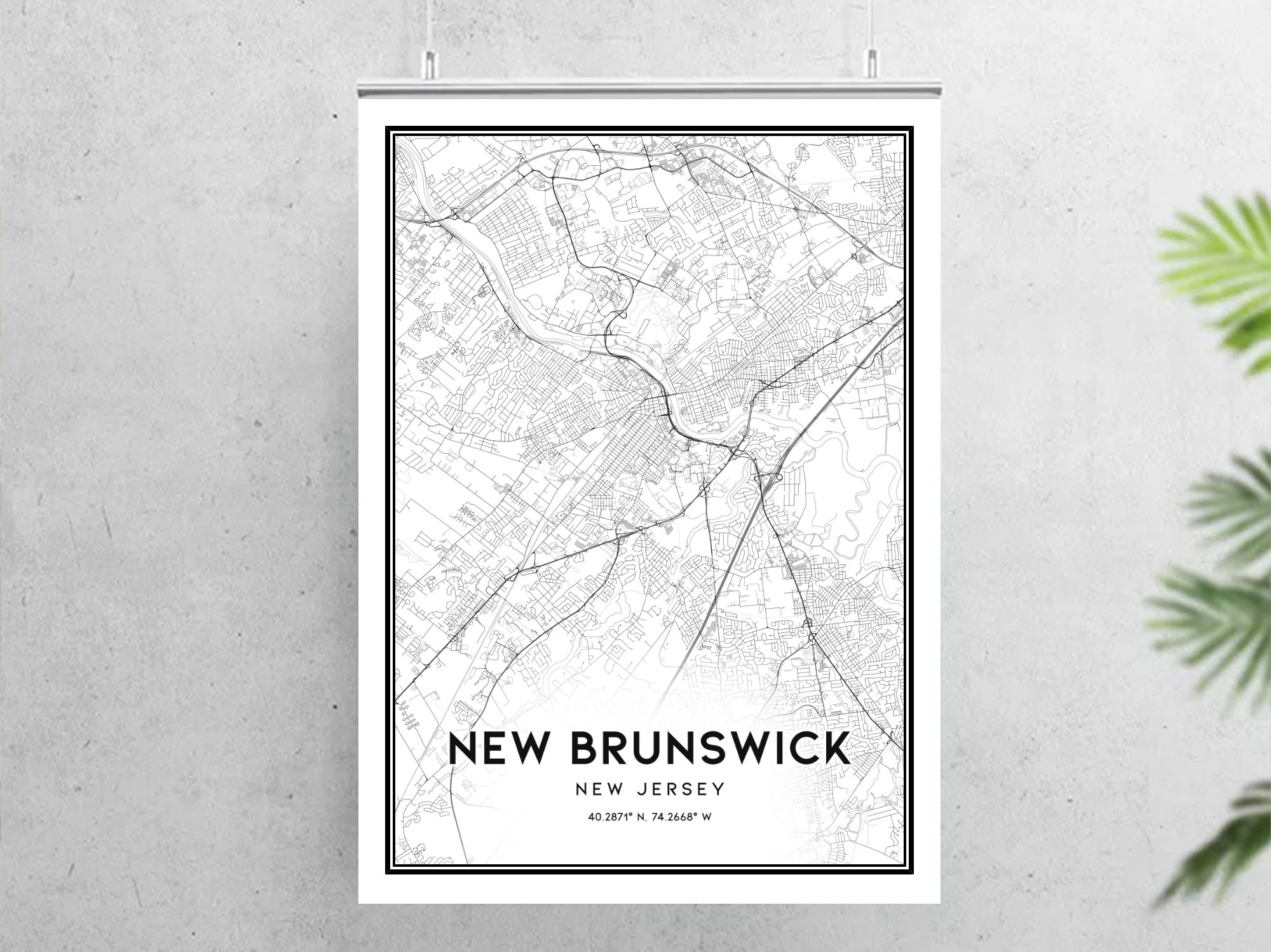 New Brunswick Map Print New Brunswick Map Poster Wall Art Nj - Etsy