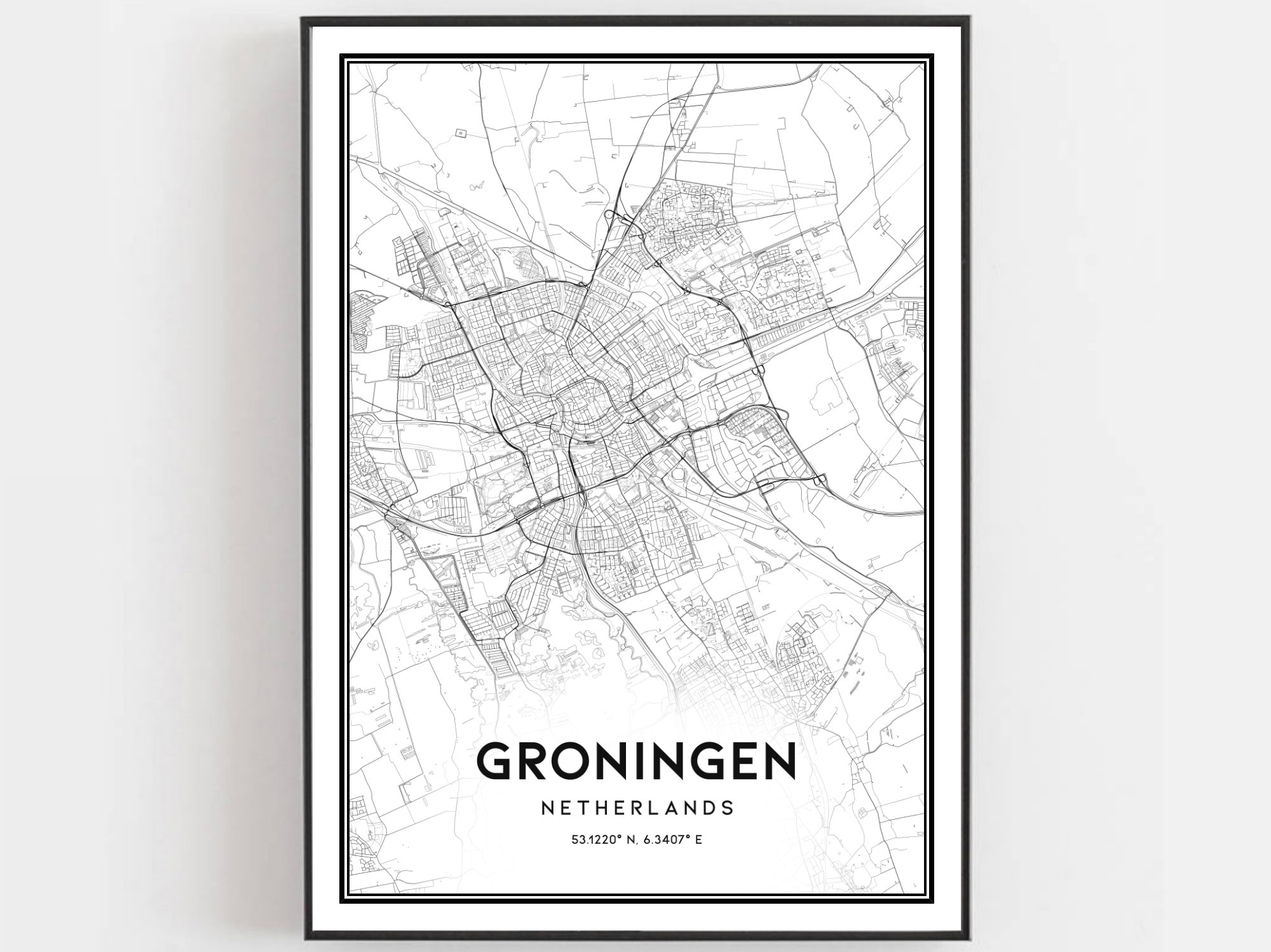Groningen Map Print Groningen Map Poster Wall Art Groningen | Etsy