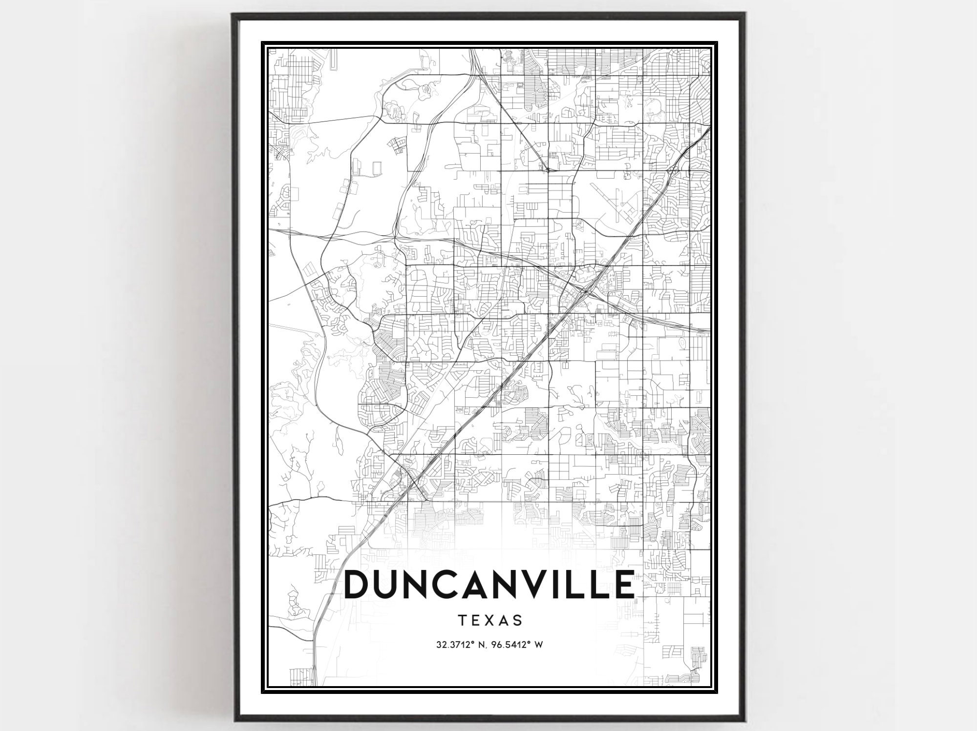 Duncanville Map Print, Duncanville Map Poster Wall Art, Tx City Map ...