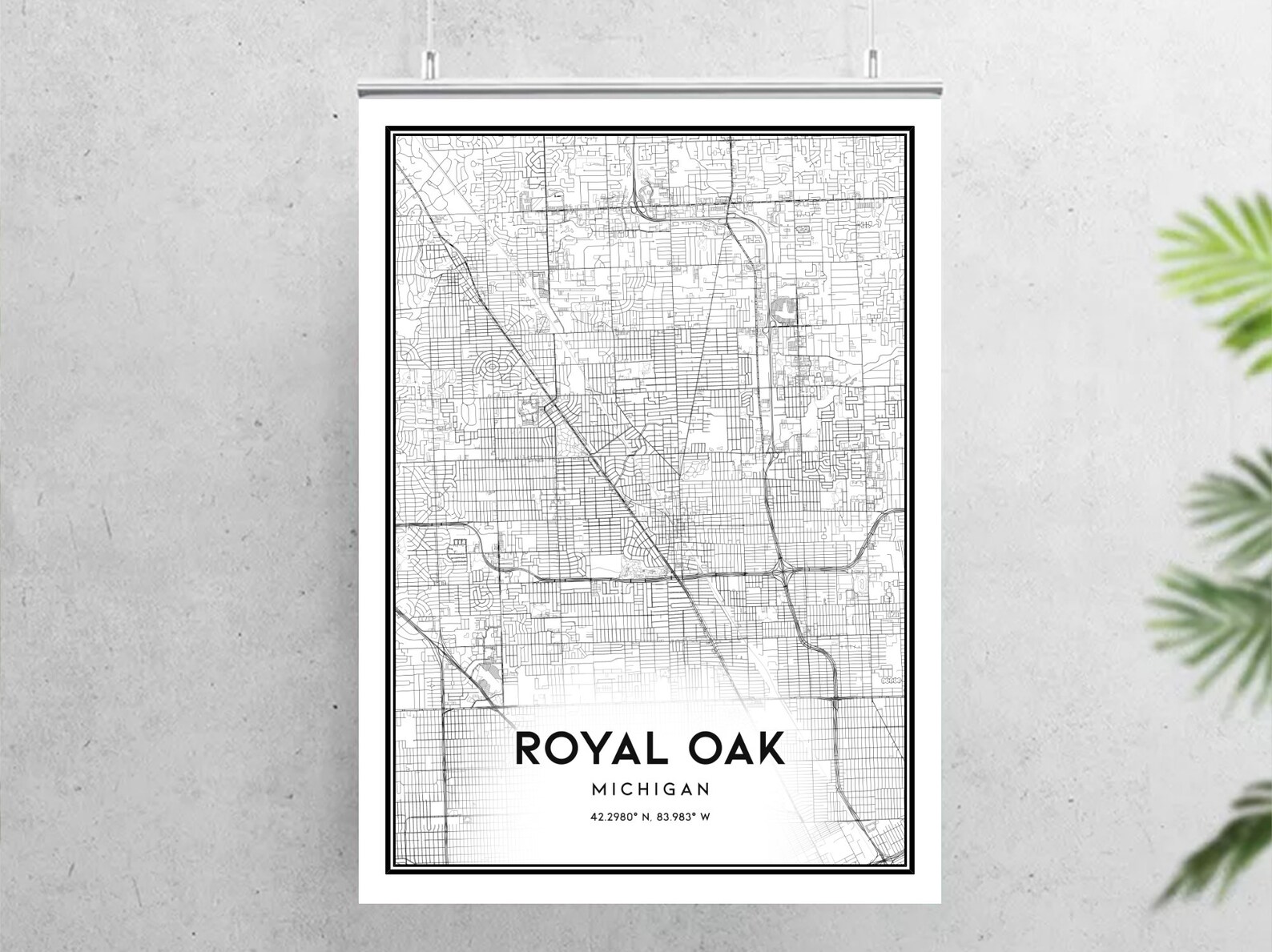 Royal Oak Map Print Royal Oak Map Poster Wall Art Mi City | Etsy