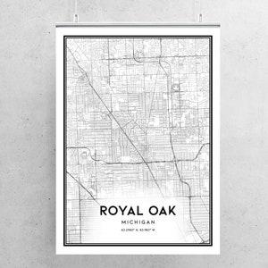 Royal Oak Map Print, Royal Oak Map Poster Wall Art, Mi City Map ...
