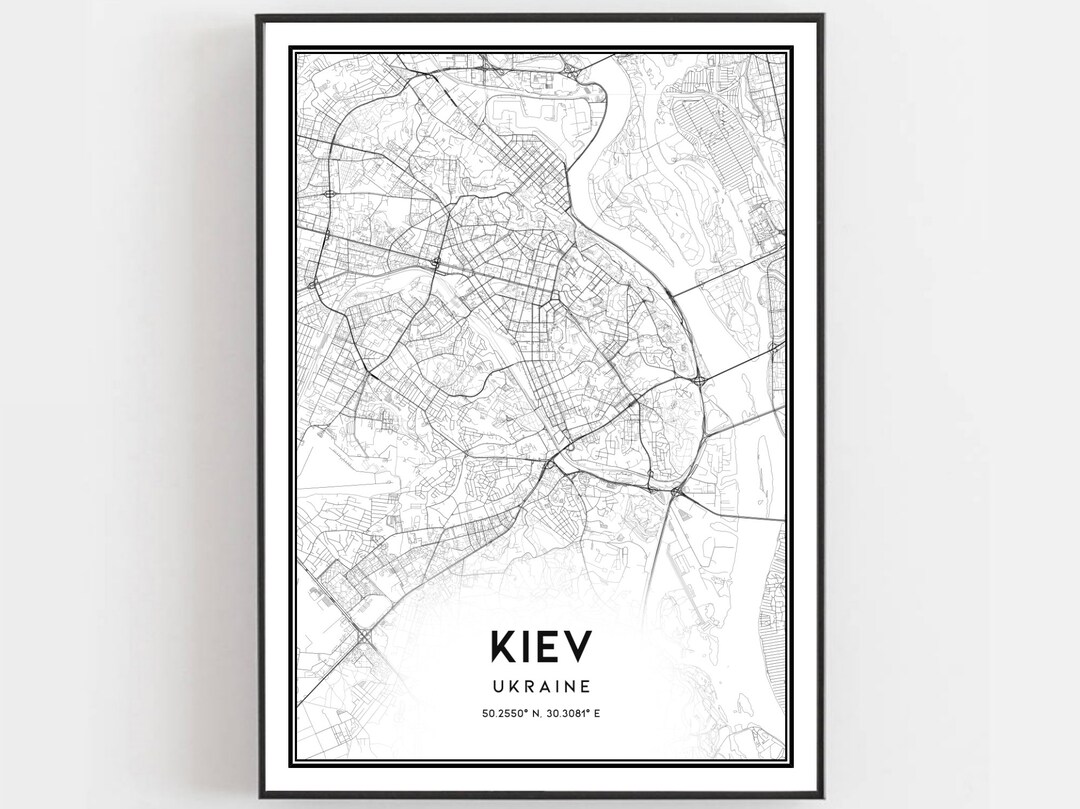 Kiev Map Print, Kiev Map Poster Wall Art, Kiev City Map, Kiev Print ...